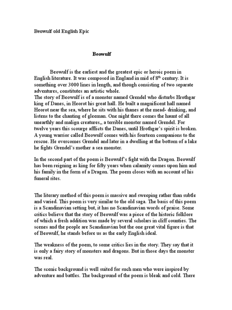 Beowulf Old English Epic | PDF | Beowulf | Old English Poems