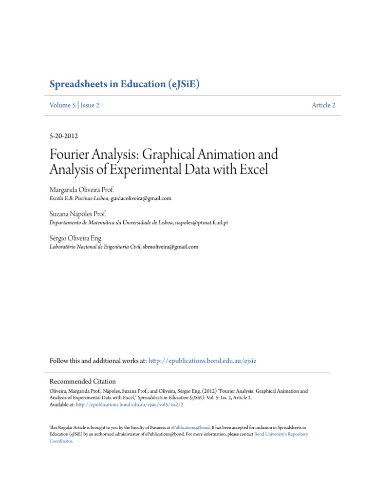 Fourier Analysis With Excel | PDF | Fourier Transform | Trigonometric Functions