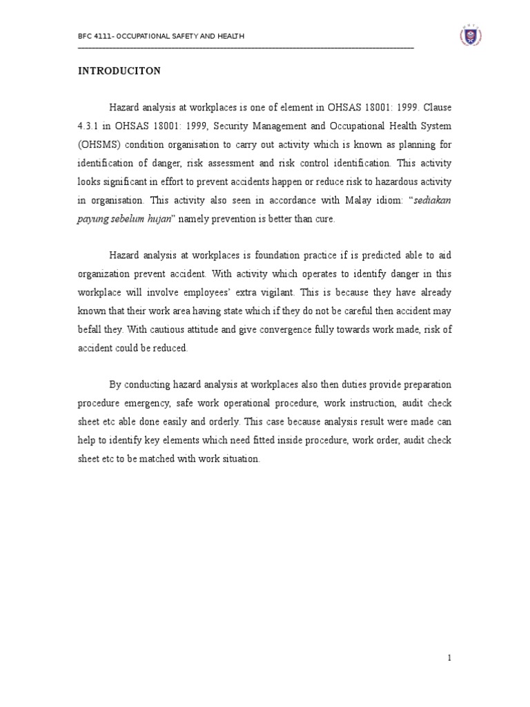 Full Report Hirarc | PDF | Personal Protective Equipment | Occupational ...