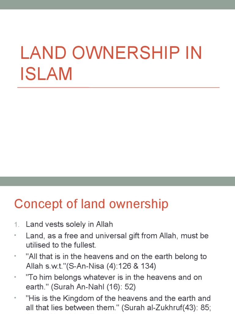 Islamic Principles of Land Ownership | PDF | Ownership | God In Islam