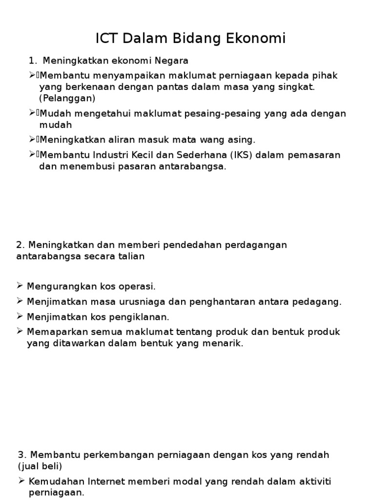 ICT Dalam Bidang Ekonomi | PDF