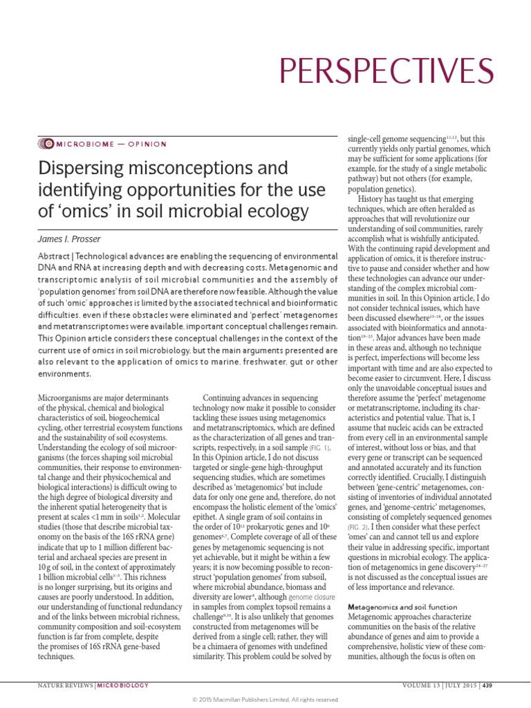 Prosser 2015 Nat Rev Microbiol. 13, 439-446 | PDF | Gene | Dna Sequencing