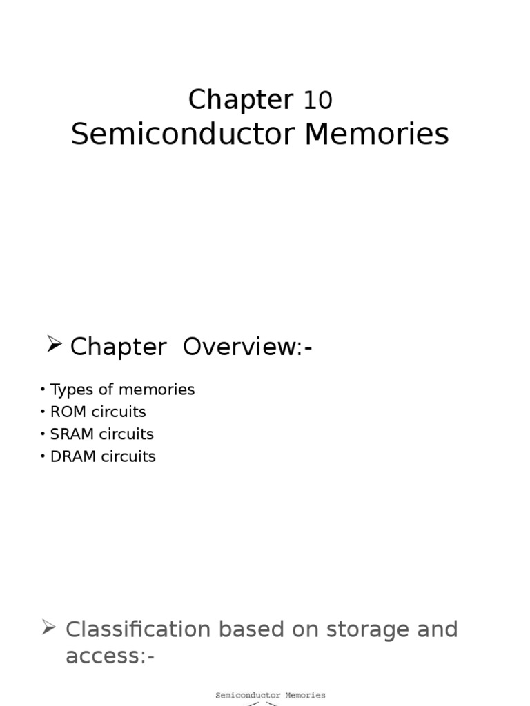 CH - 10 - Semiconductor Memories | PDF | Dynamic Random Access Memory | Cmos