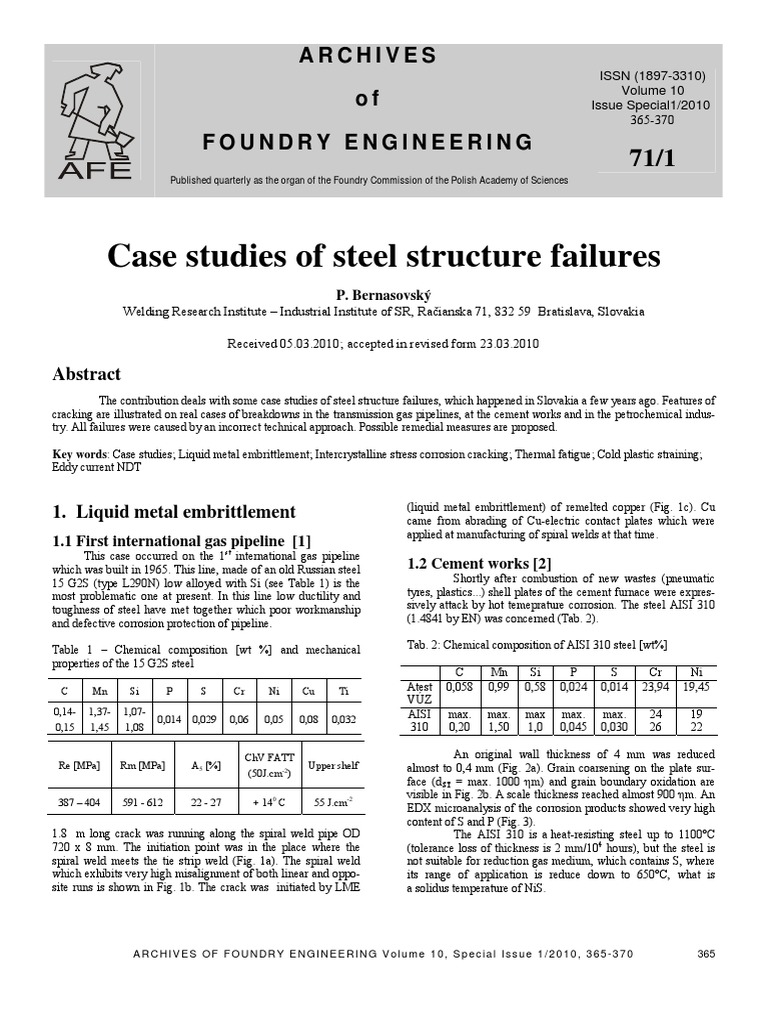 Case studies of steel structure failures.pdf | Fatigue (Material ...