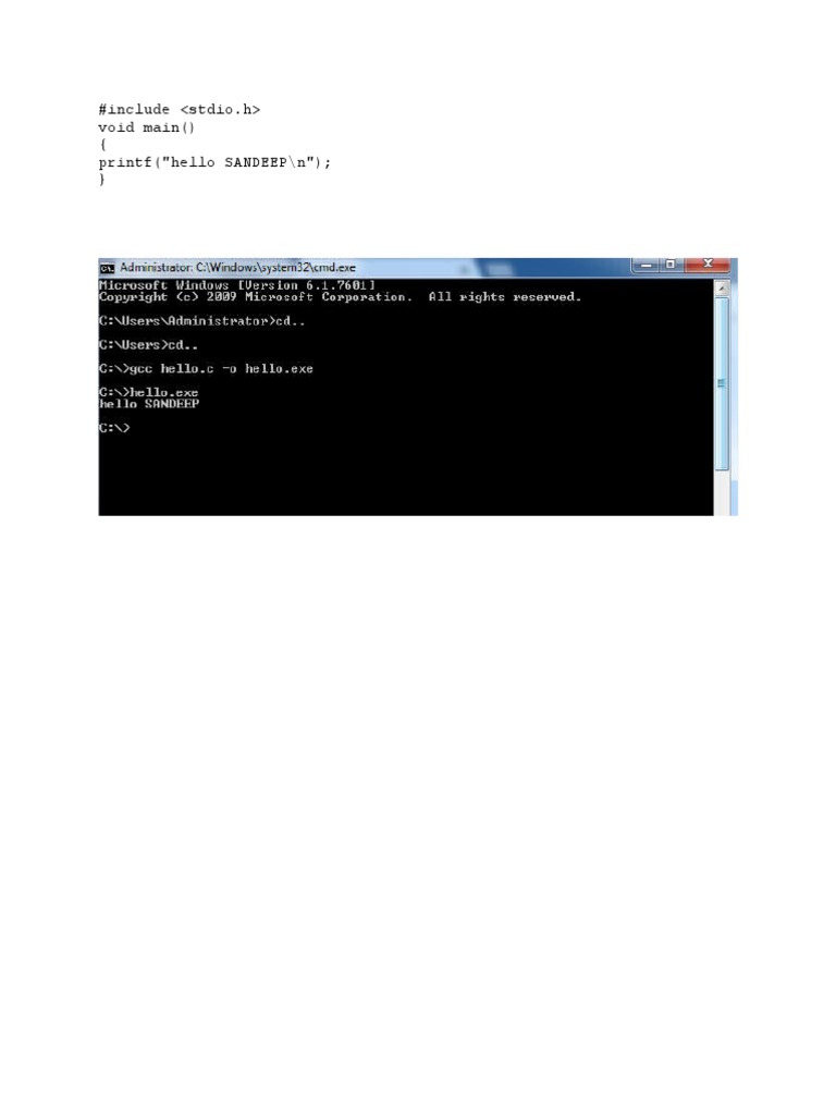 #Include Void Main (Printf ("Hello SANDEEP/n") ) | PDF