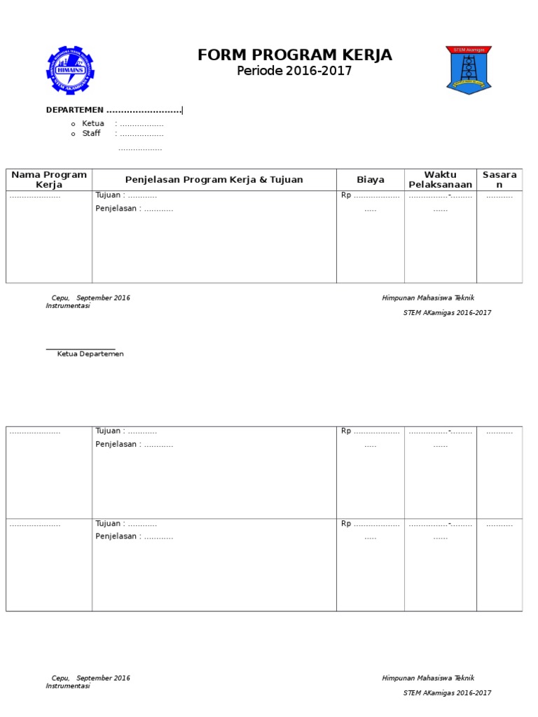 Form Program Kerja | PDF