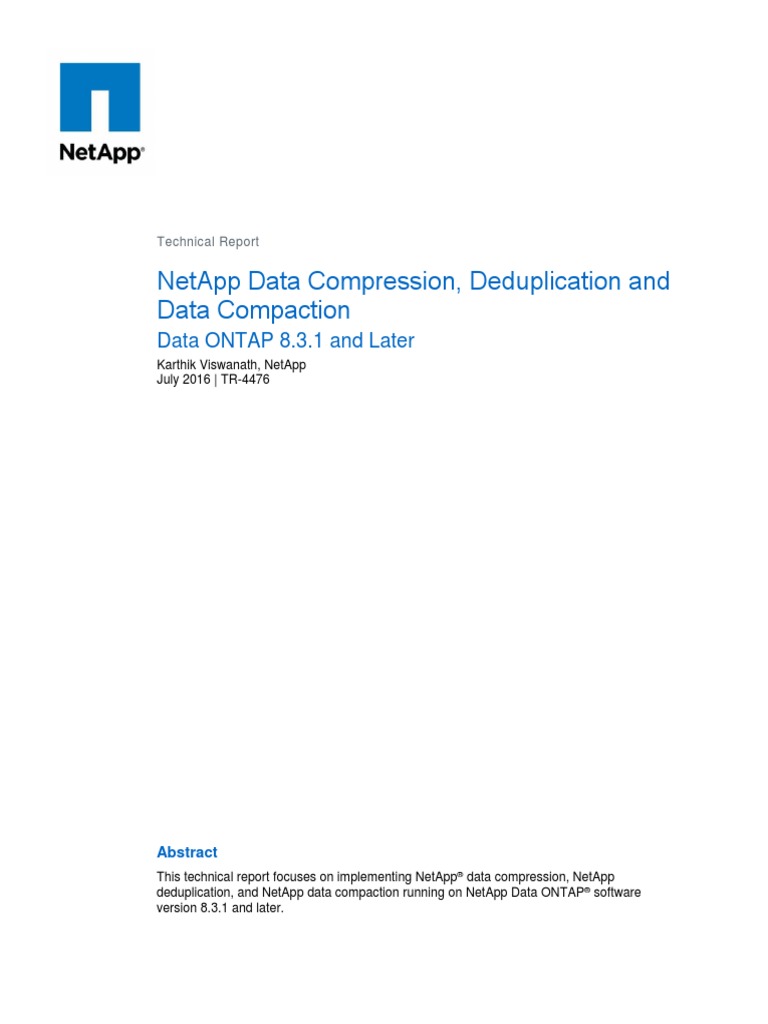 TR-4476-0716 Dedupe Compression Compaction | PDF | Data Compression | Computer Data Storage