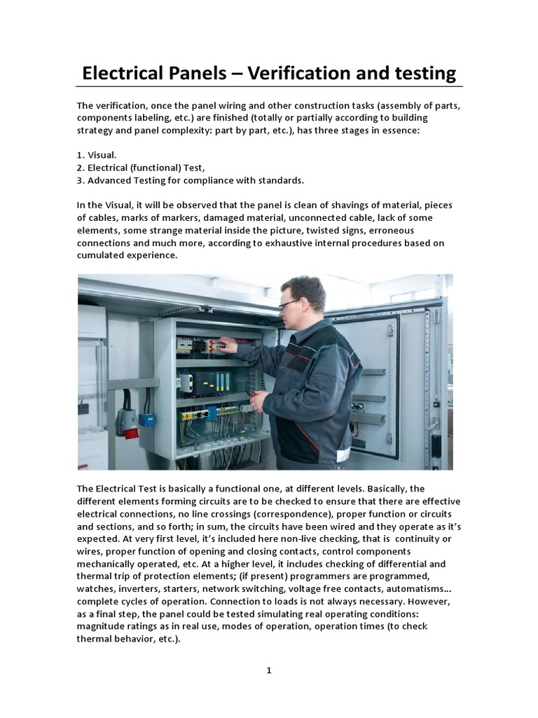 Testing and Verification of Electrical Panels | PDF | Electrical Wiring ...