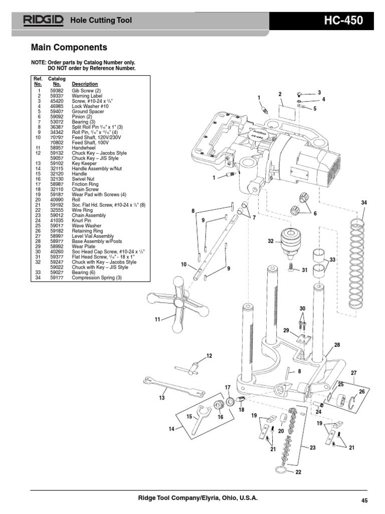 Ridgid HC-450 Part List | Download Free PDF | Washer (Hardware) | Screw