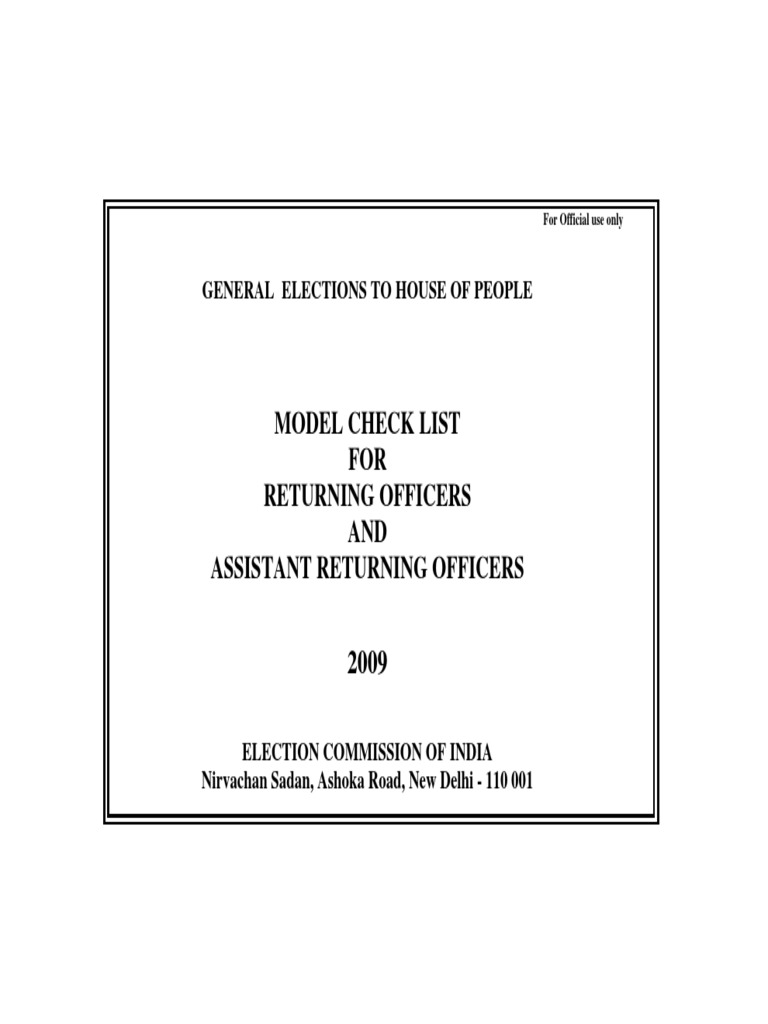 A Checklist for Returning Officers and Assistant Returning Officers on ...