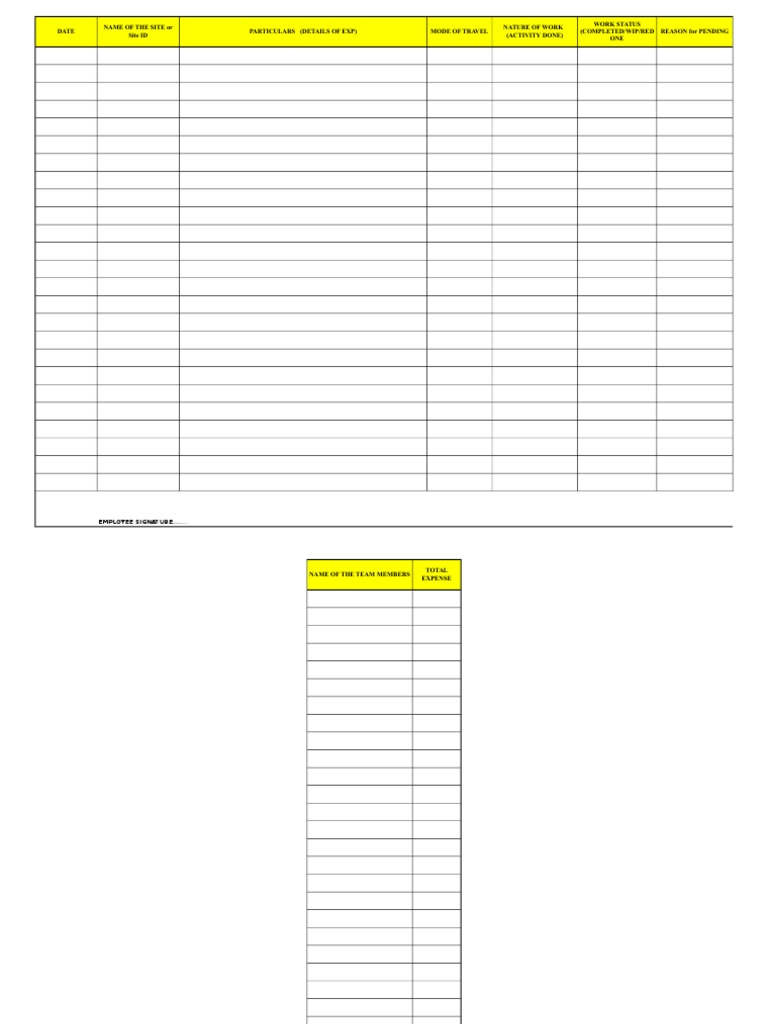 Expenses - Sheet Format 2nd Sheet | PDF