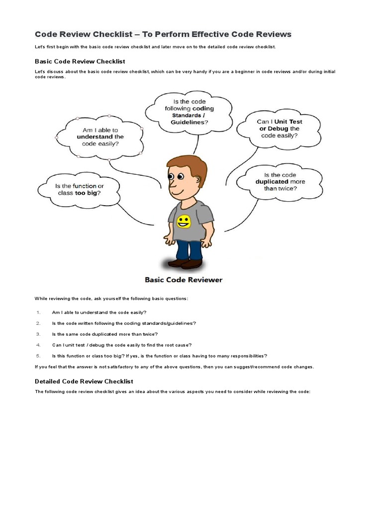 Code Review Checklist - To Perform Effective Code Reviews | PDF