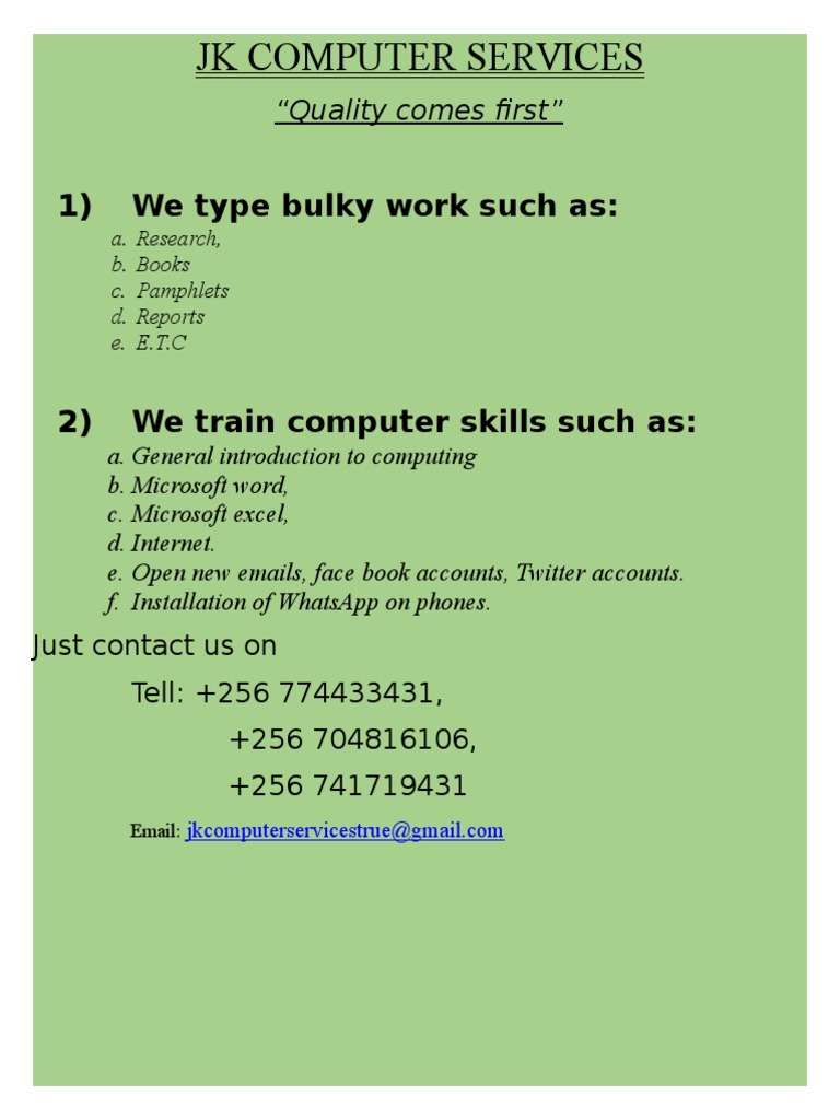 JK Computer Services | PDF
