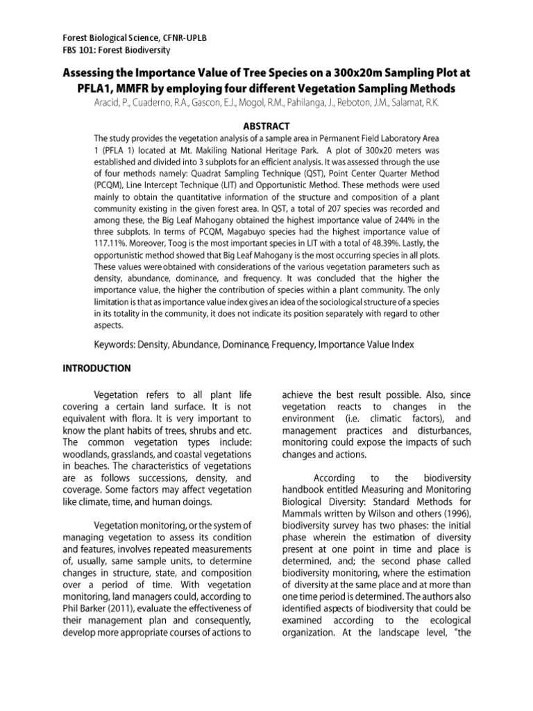 Forest Biological Science, CFNR-UPLB FBS 101: Forest Biodiversity | PDF