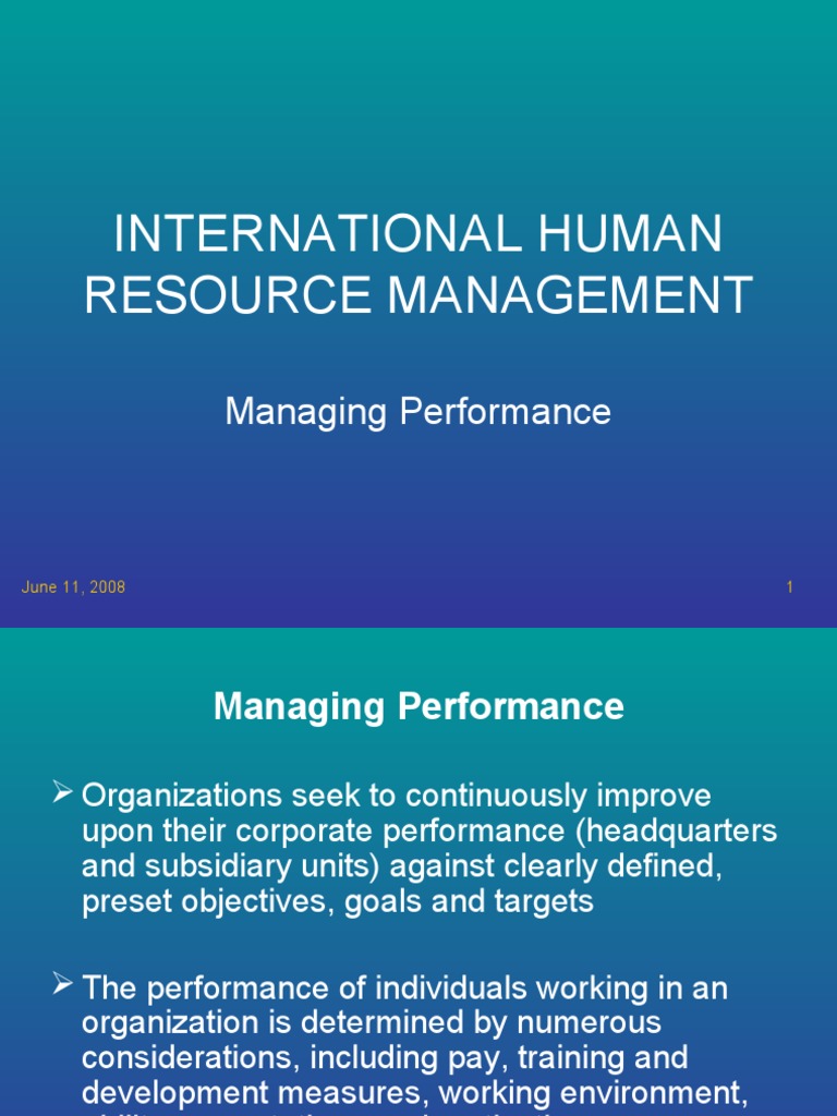 IHRM_Managing Performance | Performance Appraisal | Human Resource ...