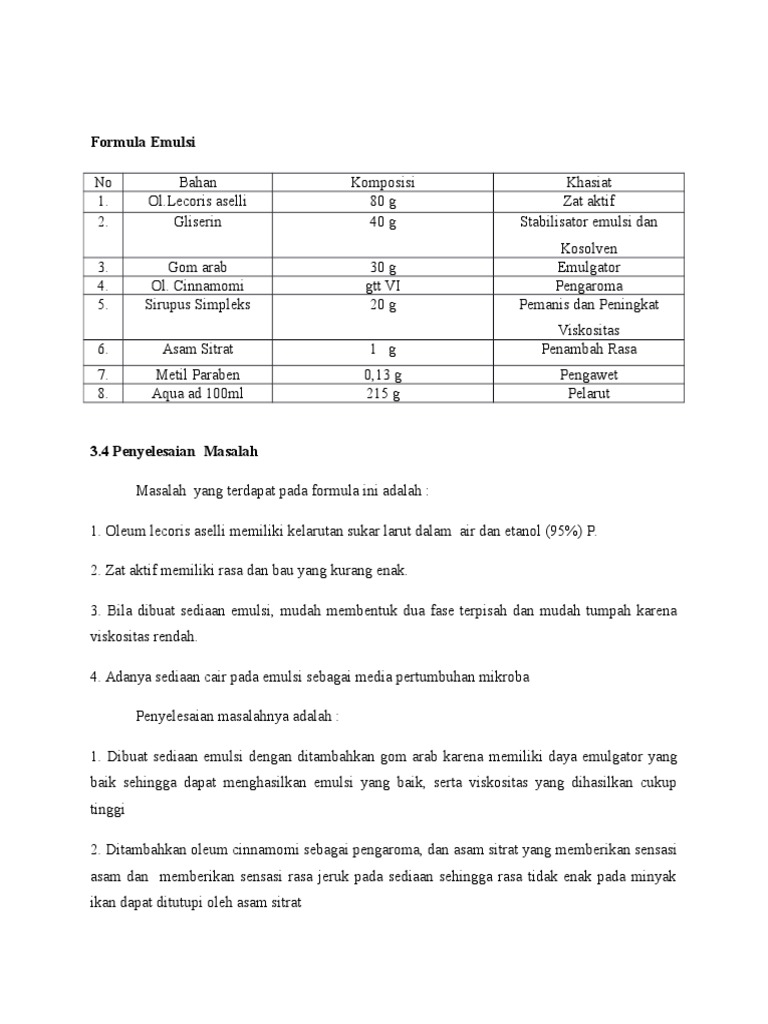 Formula Emulsi | PDF