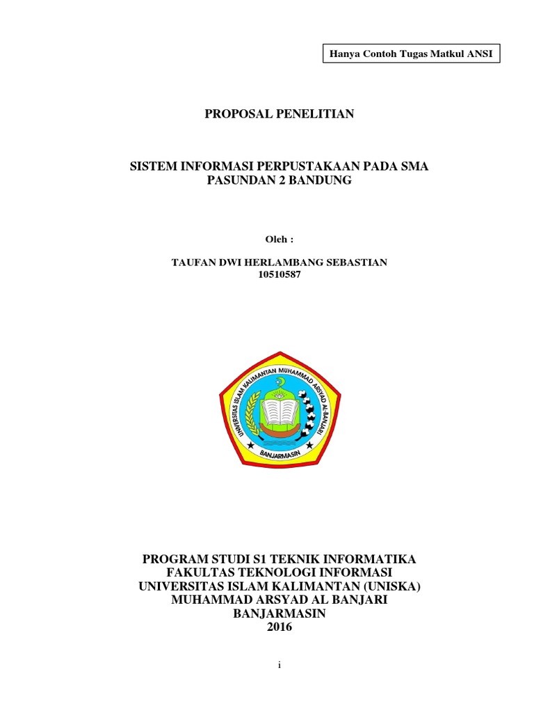 Contoh Proposal Penelitian | PDF
