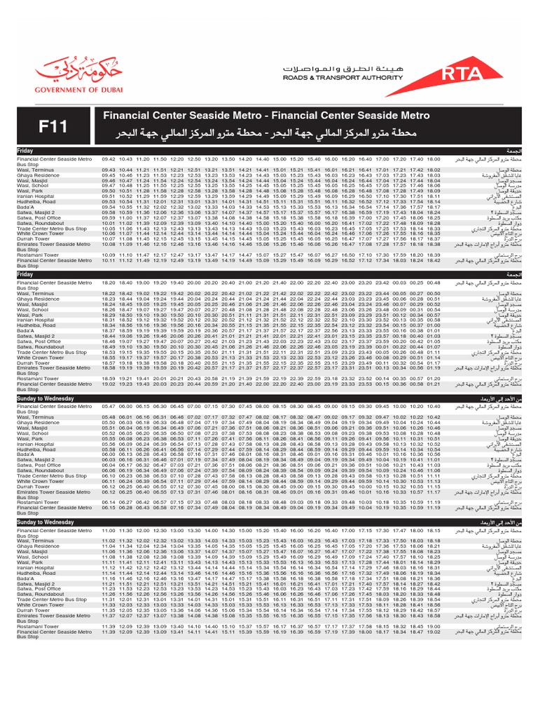 F11 Bus Timetable and Route Details | PDF | Public Transport | Transport