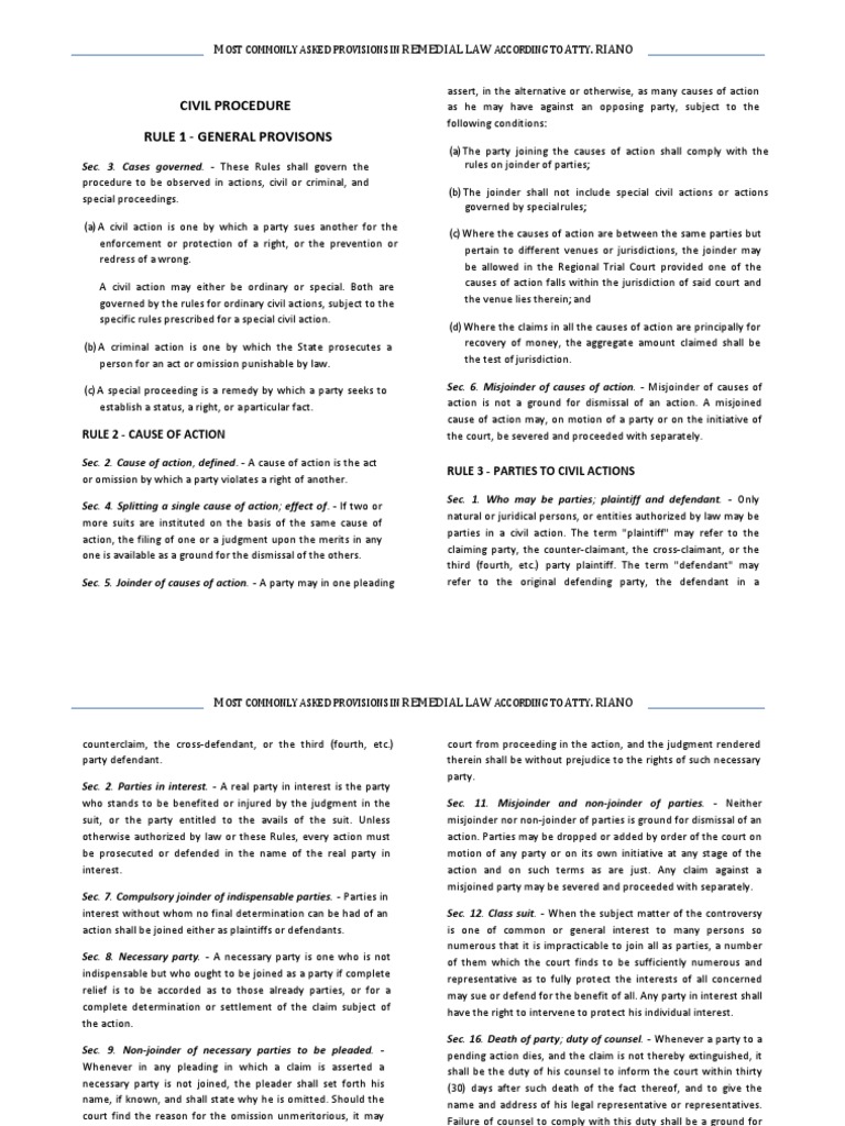 Remedial Law Trending Codal | PDF | Pleading | Lawsuit