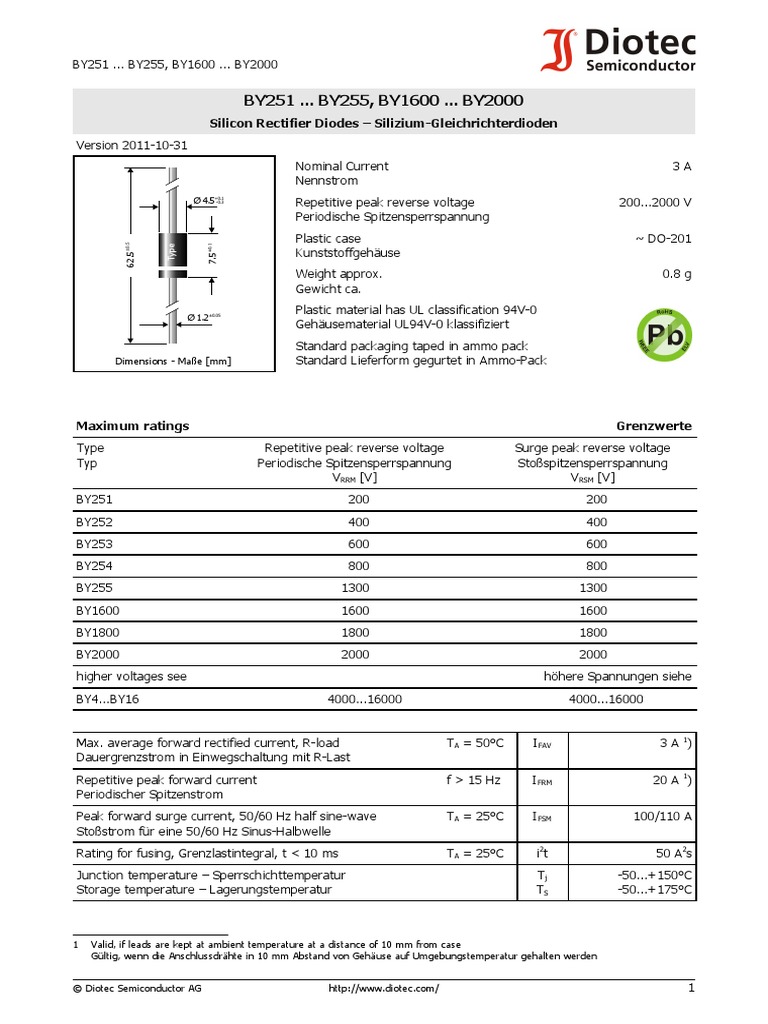 Diode BY251 (Data Sheet) | PDF