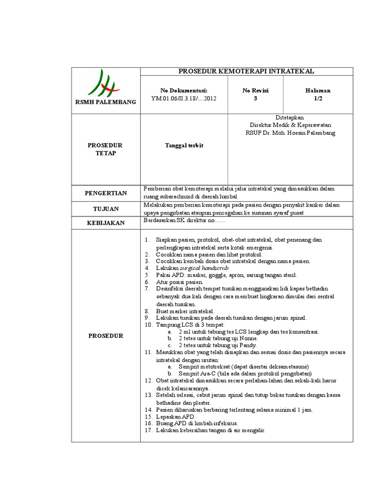 Prosedur Kemoterapi Intratekal Anak | PDF | Pengembangan Diri ...