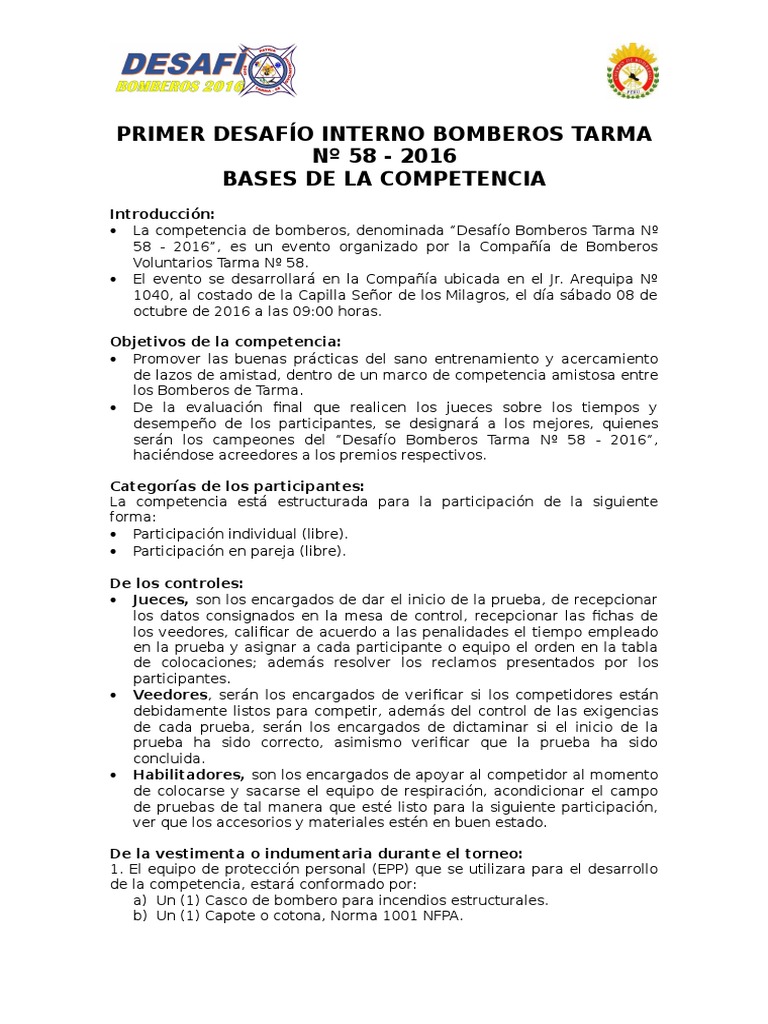 Primer Desafio Interno Bomberos Tarma #58 | PDF | Ropa