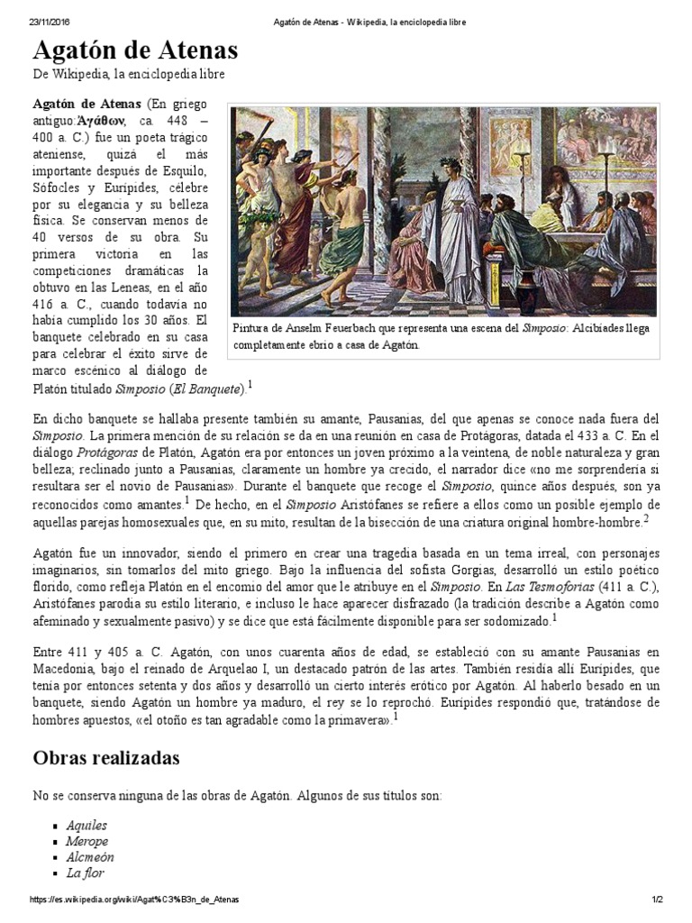 Agatón de Atenas - Datos Bio. y Obra Poética PDF | PDF