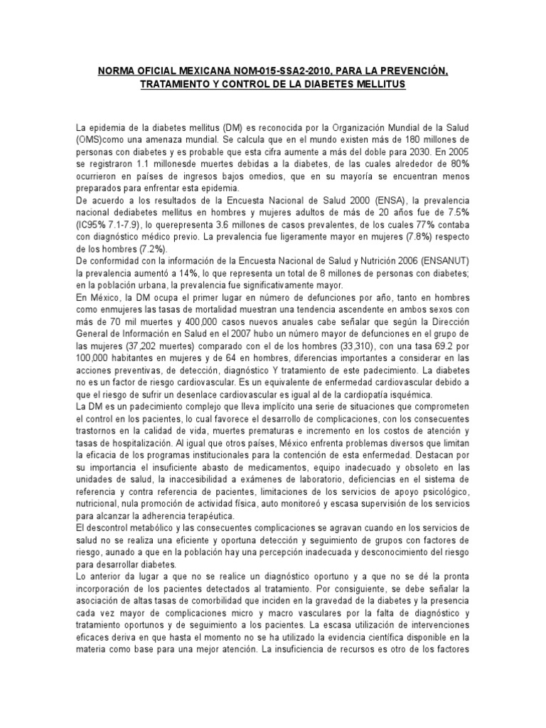 Norma Oficial Mexicana Nom 015 | Diabetes mellitus | Diabetes mellitus ...