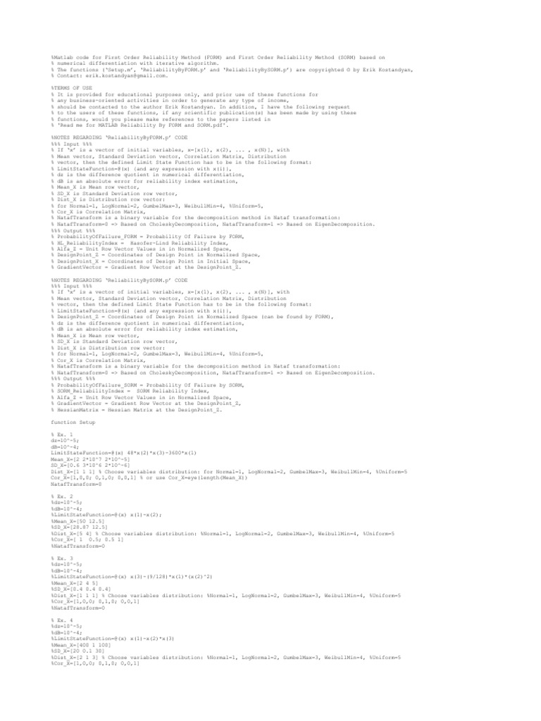 FORM Reliability | PDF | Derivative | Vector Space