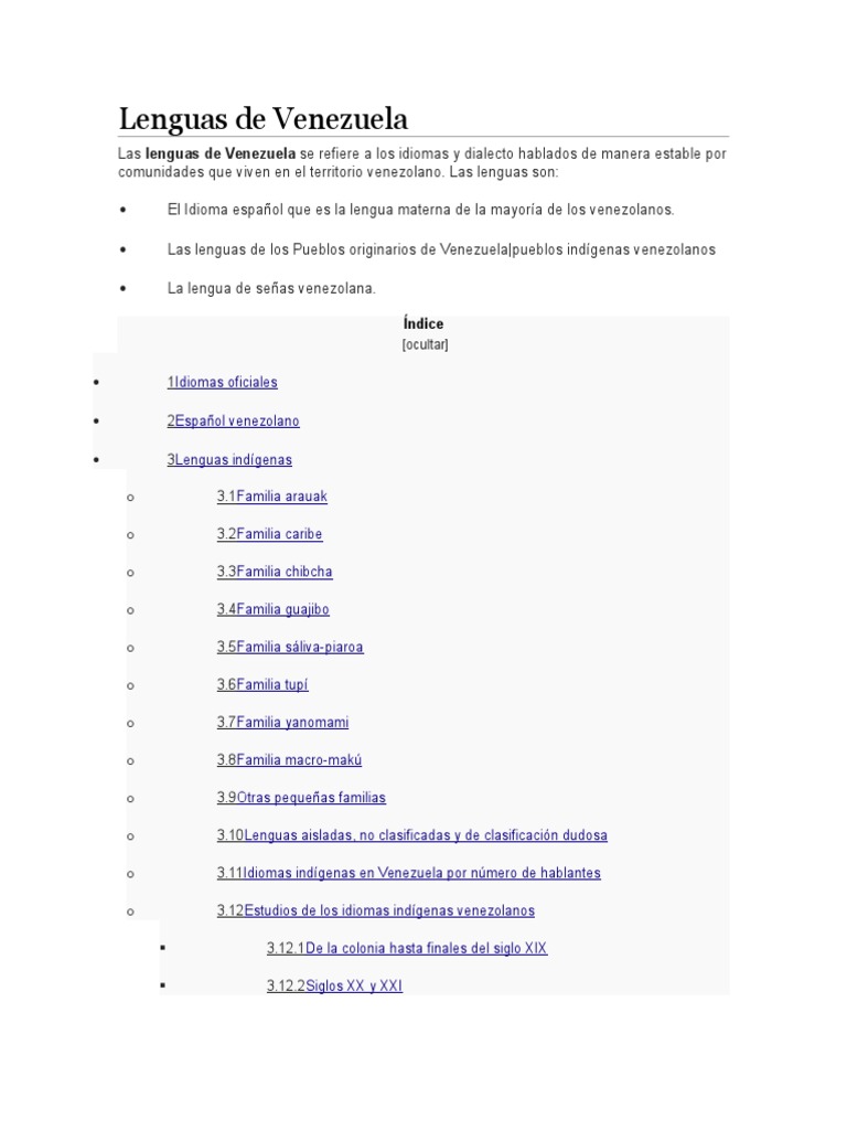 Idiomas y lenguas en Venezuela | PDF | Lengua española | Venezuela