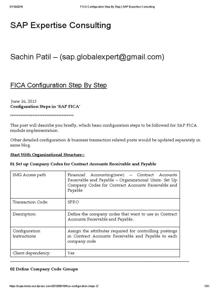 SAP FICA Setup for Consultants | PDF | Invoice | Clearing (Finance)