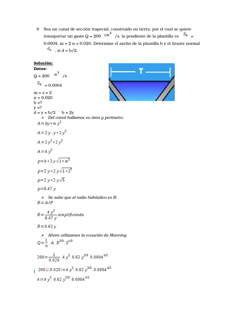 Ejercicios Resueltos de Estructuras Hidr | PDF | Pendiente | Ecuaciones