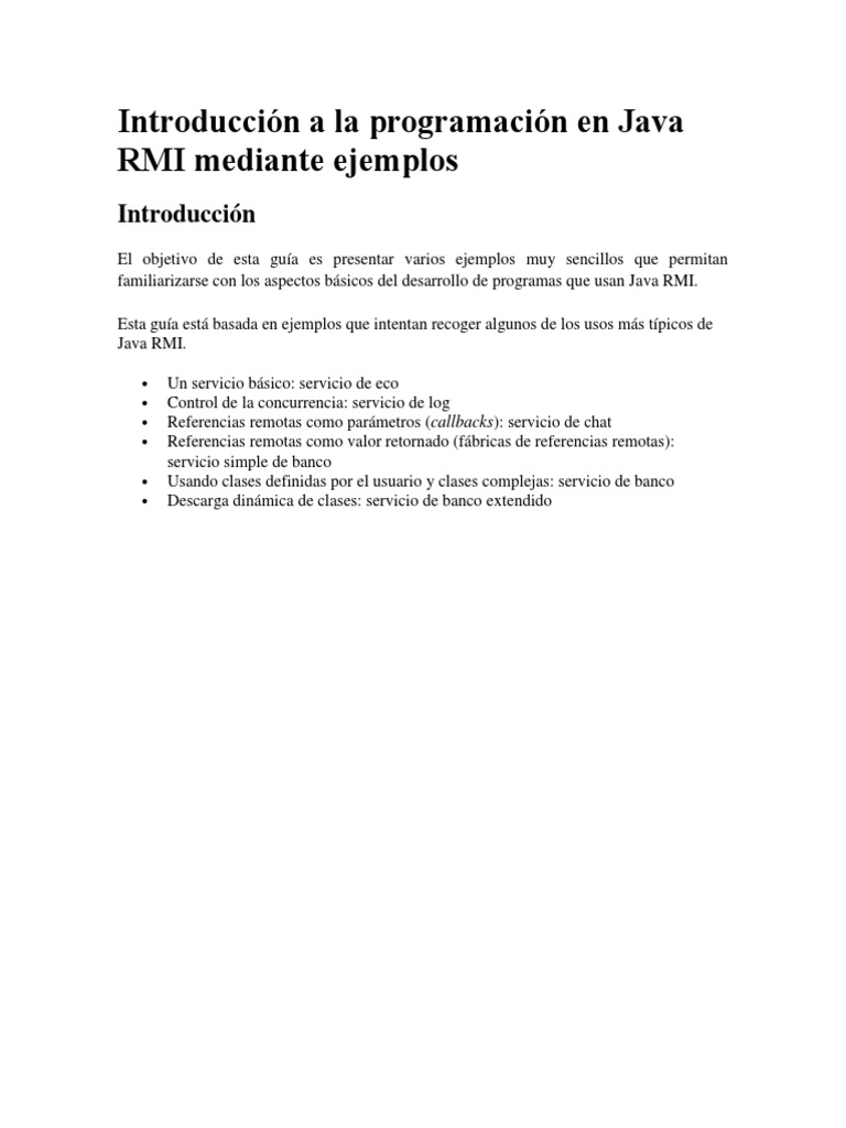Guia de Ejercicios resueltos-RMI PDF | Descargar gratis PDF | Java ...