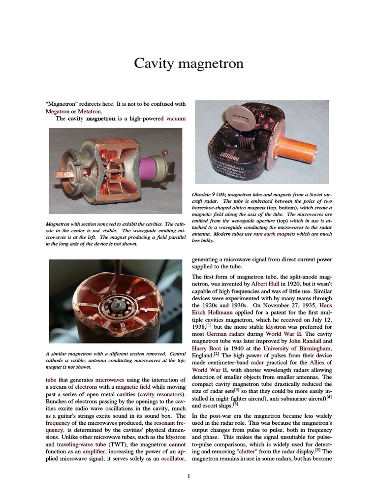 Cavity Magnetron | Vacuum Tube | Electric Current
