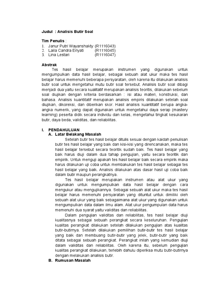 Daya Beda Soal dalam Analisis Butir | PDF