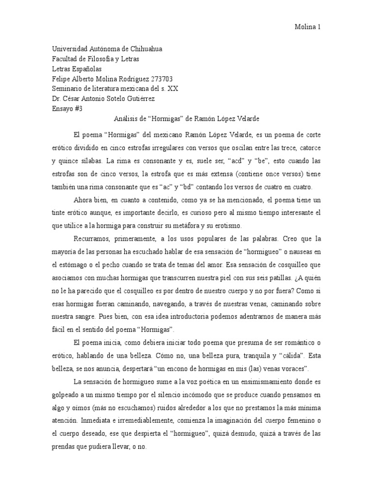 Análisis de Hormigas | PDF | Erotismo | Rima