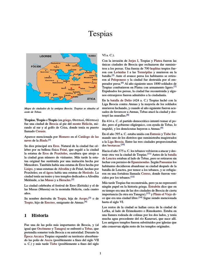 Tespias | PDF | 1st Millennium Bc | Grecia