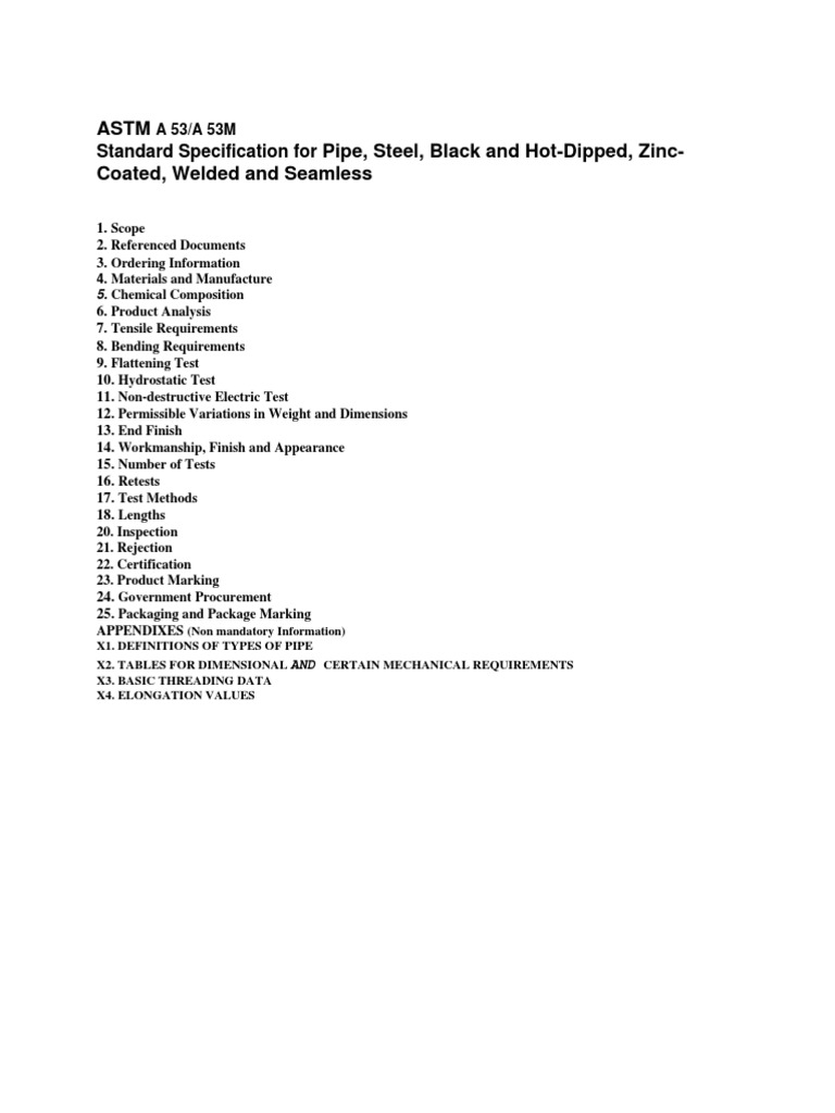 Typical Standards ASTM A53 | PDF | Technology & Engineering