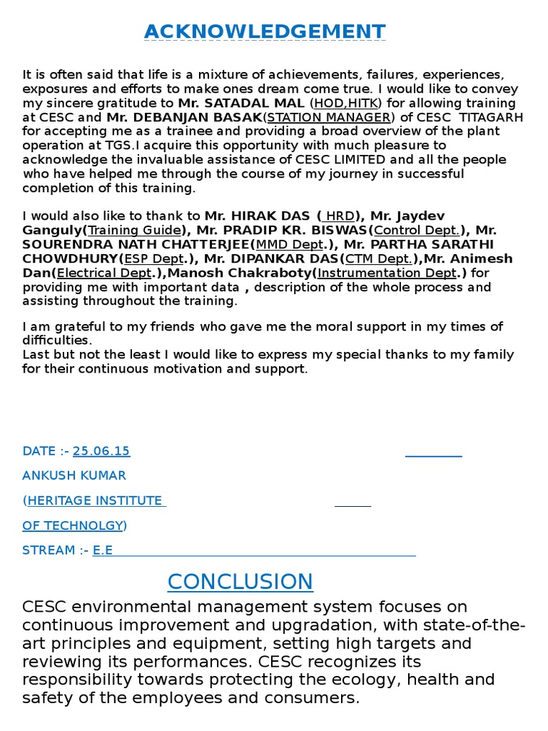 Acknowledgement: Conclusion | PDF