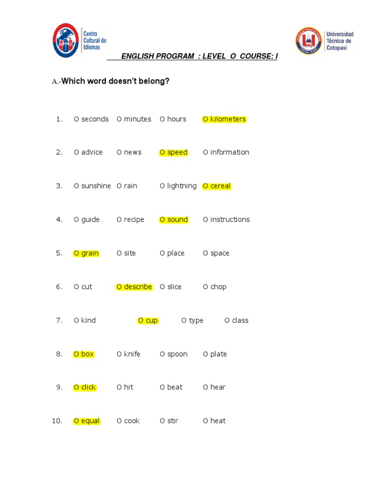 5th Grade "What Doesn't Belong" Worksheet | PDF | Teaspoon