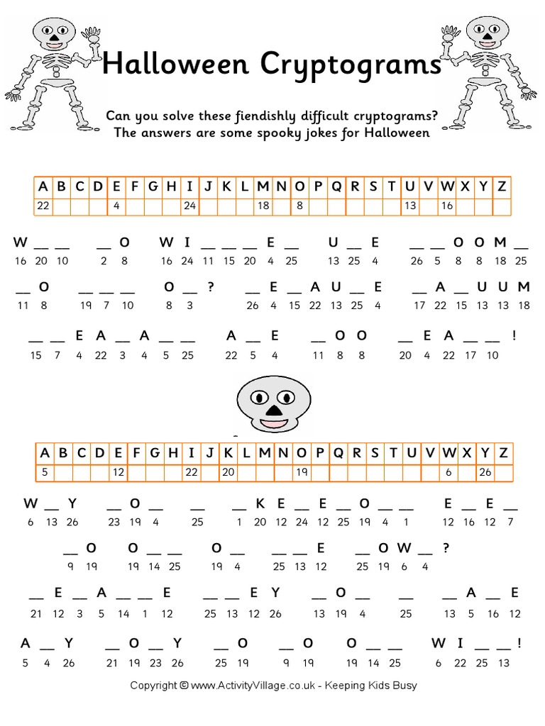 Halloween Cryptogram B1B2 | PDF | Sports & Recreation | Games & Activities