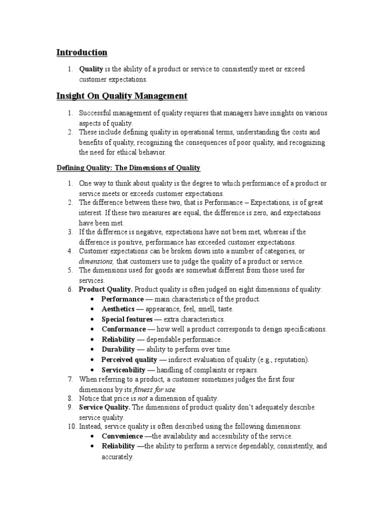 Chapter 9 - Management of Quality | PDF | Iso 9000 | Six Sigma
