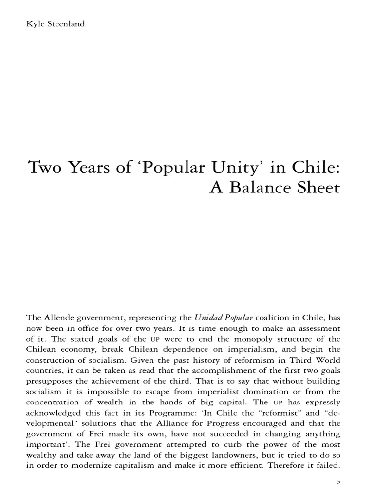 Steenland - Two Years of Popular Unity' in Chile | PDF | Socialism | Chile