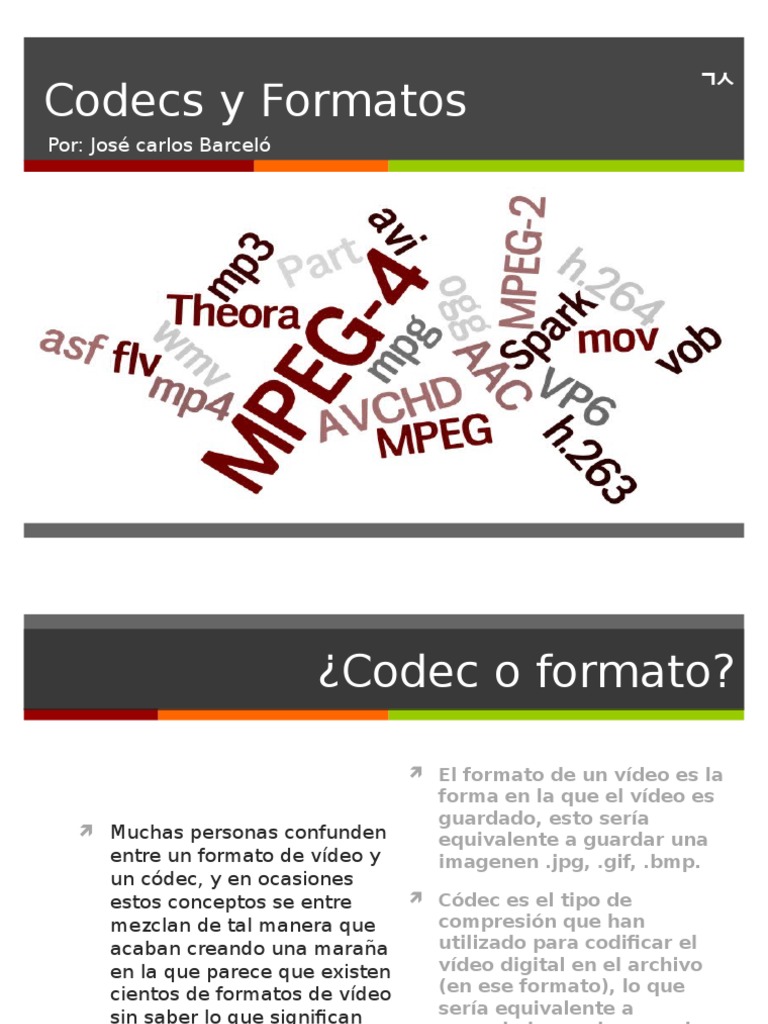 Códecs y Formatos | PDF | Códec | Vídeo