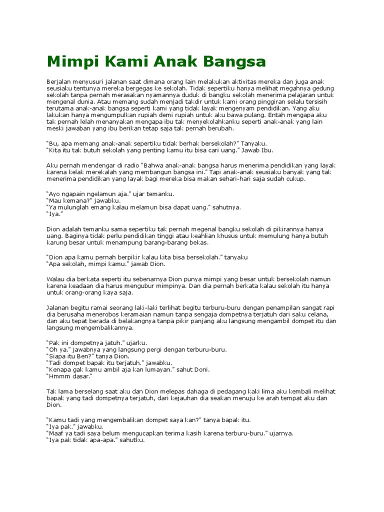 Cerpen Pendidikan | PDF