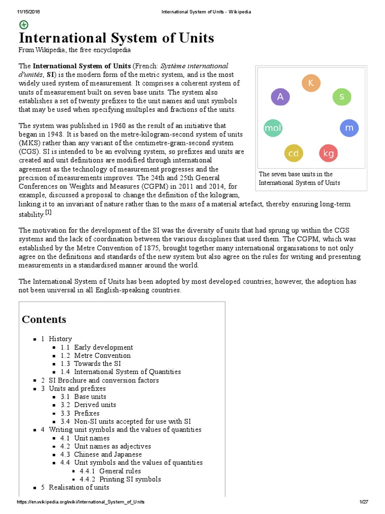 International System of Units - Wikipedia | PDF | International System ...