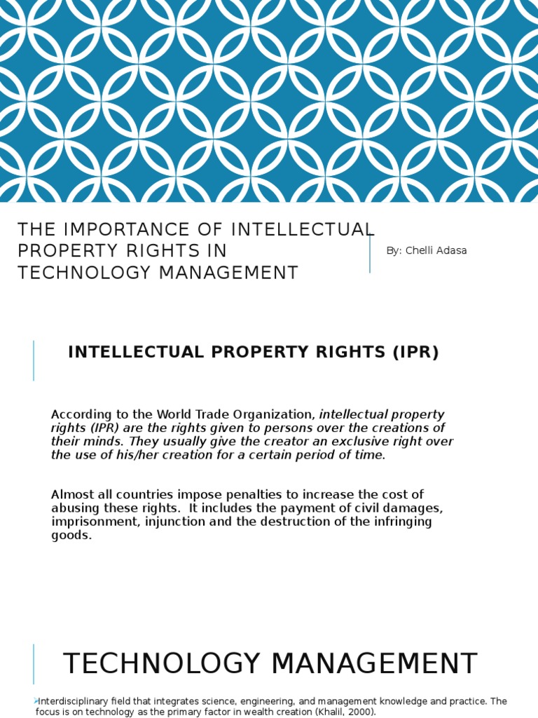 IPR's Role in Technology Management | PDF | Intellectual Property ...