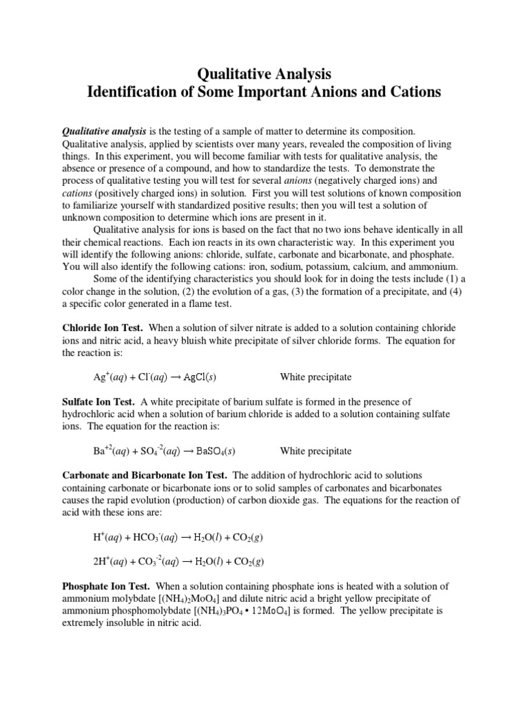 04 Qualitative Analysis | Download Free PDF | Precipitation (Chemistry ...