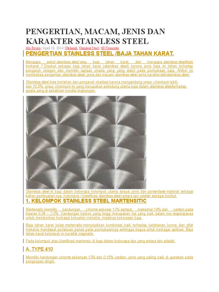 Stainless Steel Klasifikasi | PDF