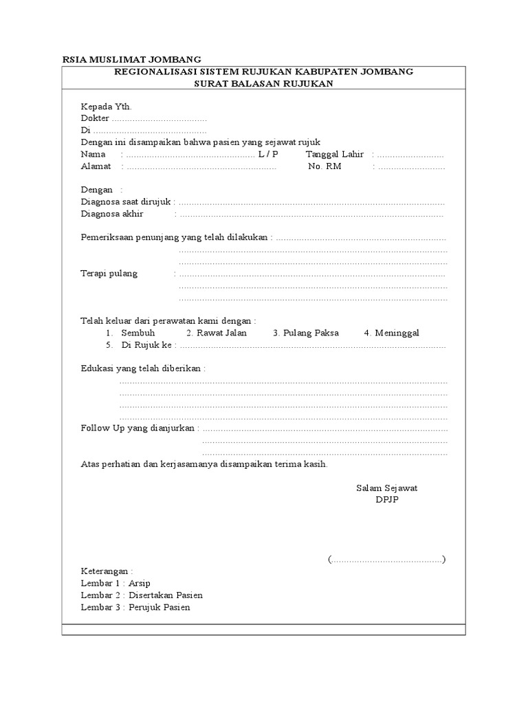 Surat Balasan Rujukan | PDF